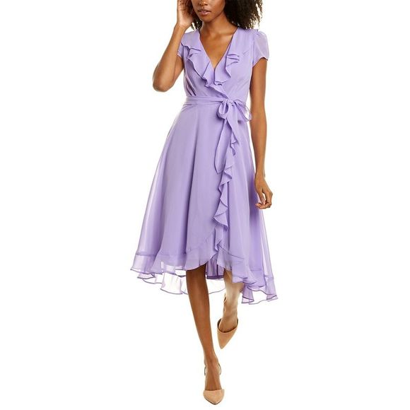 Maison Tara | Dresses | Maison Tara Womens Chiffon Midi Dress Purple ...